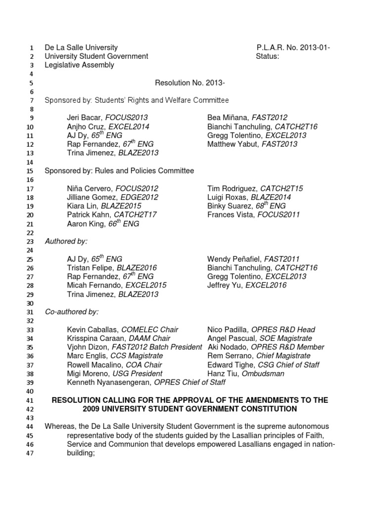 Resolution Calling For The Approval of The Amendments To The 2009 ...