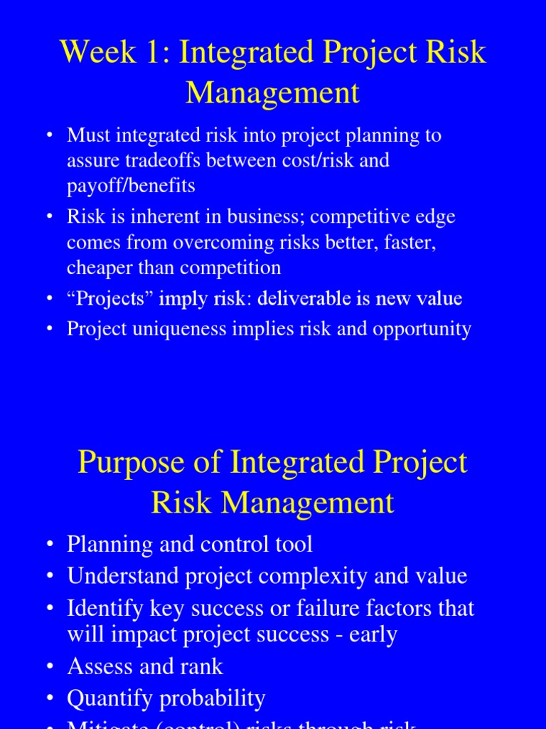 Week 1-Integrated Project Risk Management | PDF | Risk Management | Risk
