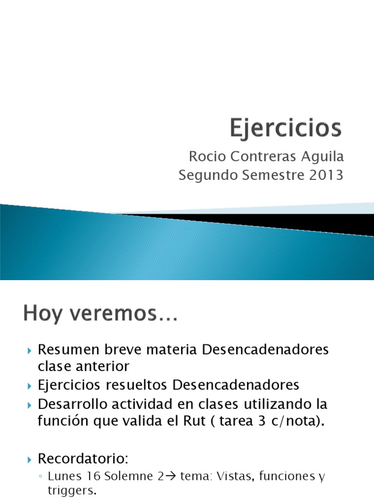 Clase 7 - Triggers Ejercicios | PDF | Tabla (base de datos) | Recuperación de información