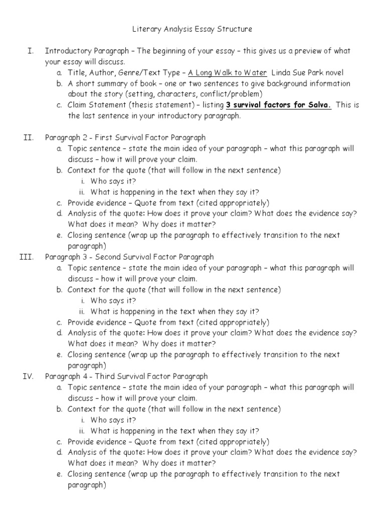 Literary Analysis Essay Structure | PDF | Essays | Paragraph