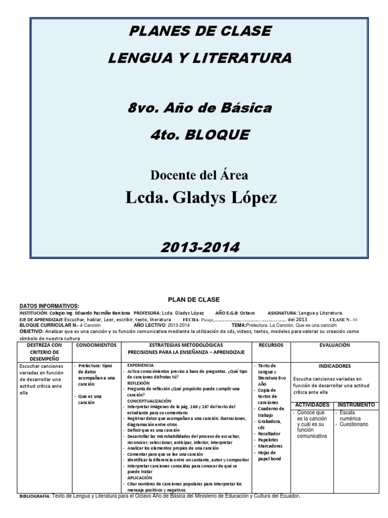 PLAN DE CLASE 8VO LENGUA 4to BLOQUE 2013.docx