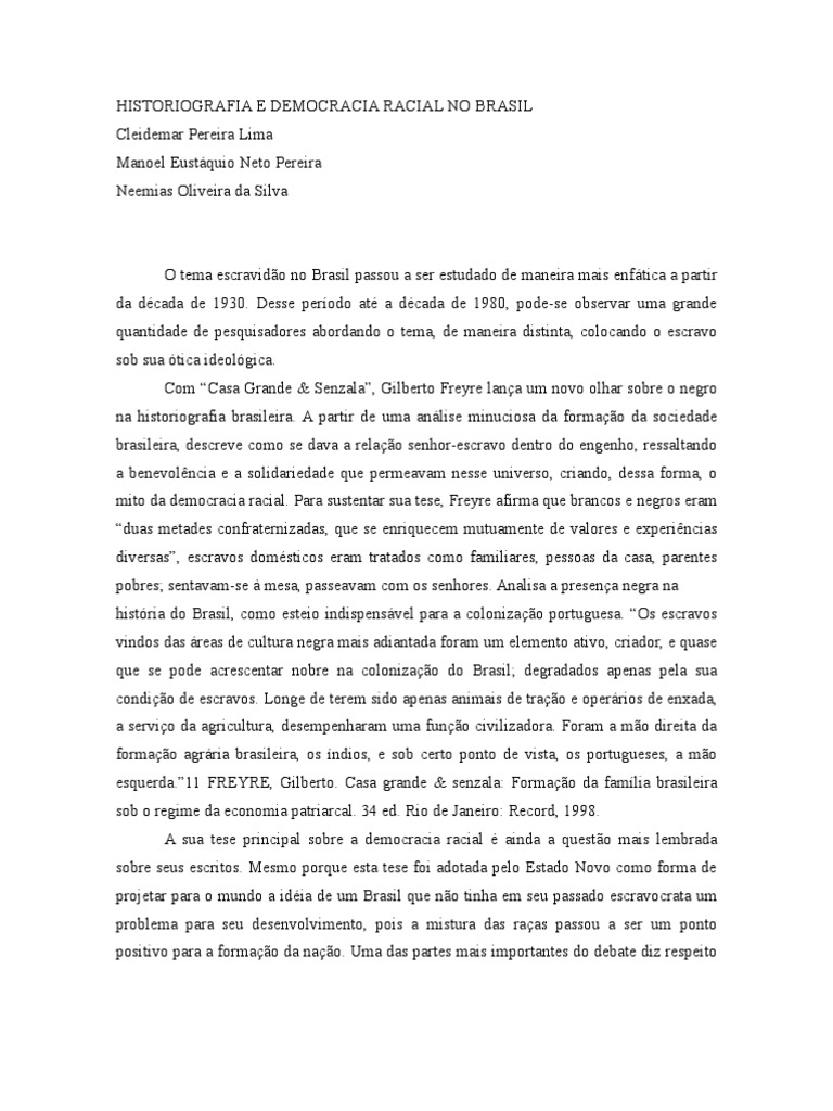 Historiografia e Democracia Racial No Brasil | PDF