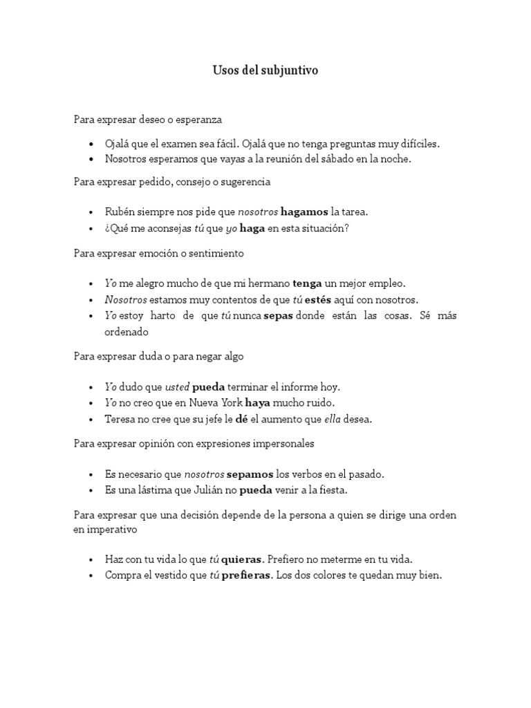 Usos Del Subjuntivo | PDF