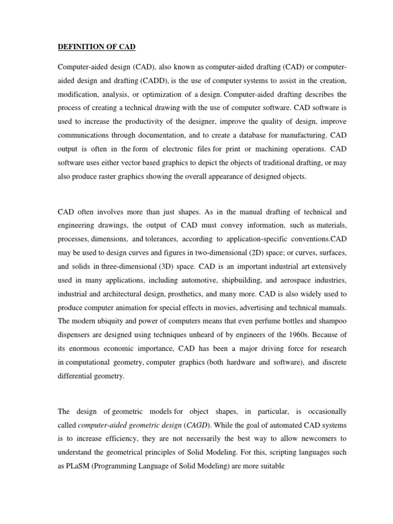 Definition of Cad | PDF | Computer Aided Design | Numerical Control