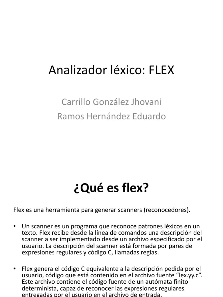 Flex: Generador de Scanners en C | PDF | Expresión regular | Compilador