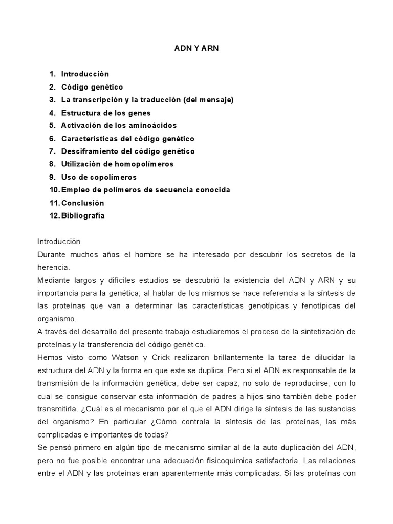 ADN y ARN: Código Genético y Síntesis de Proteínas | PDF | Rna | Ribosoma