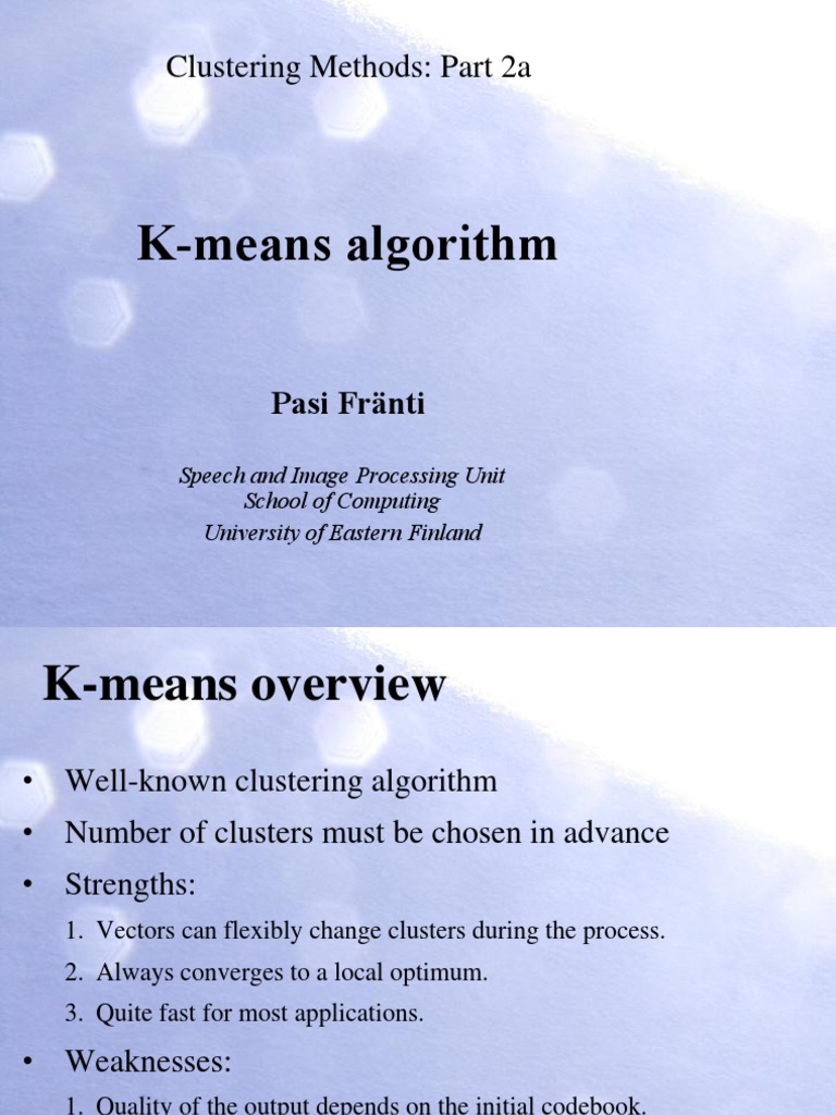 K-Means Algorithm: Clustering Methods: Part 2a | PDF | Cluster Analysis | Machine Learning