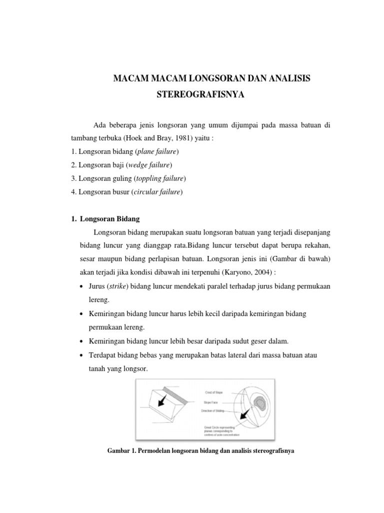Macam Macam Longsoran Dan Analisis Stereografisnya | PDF