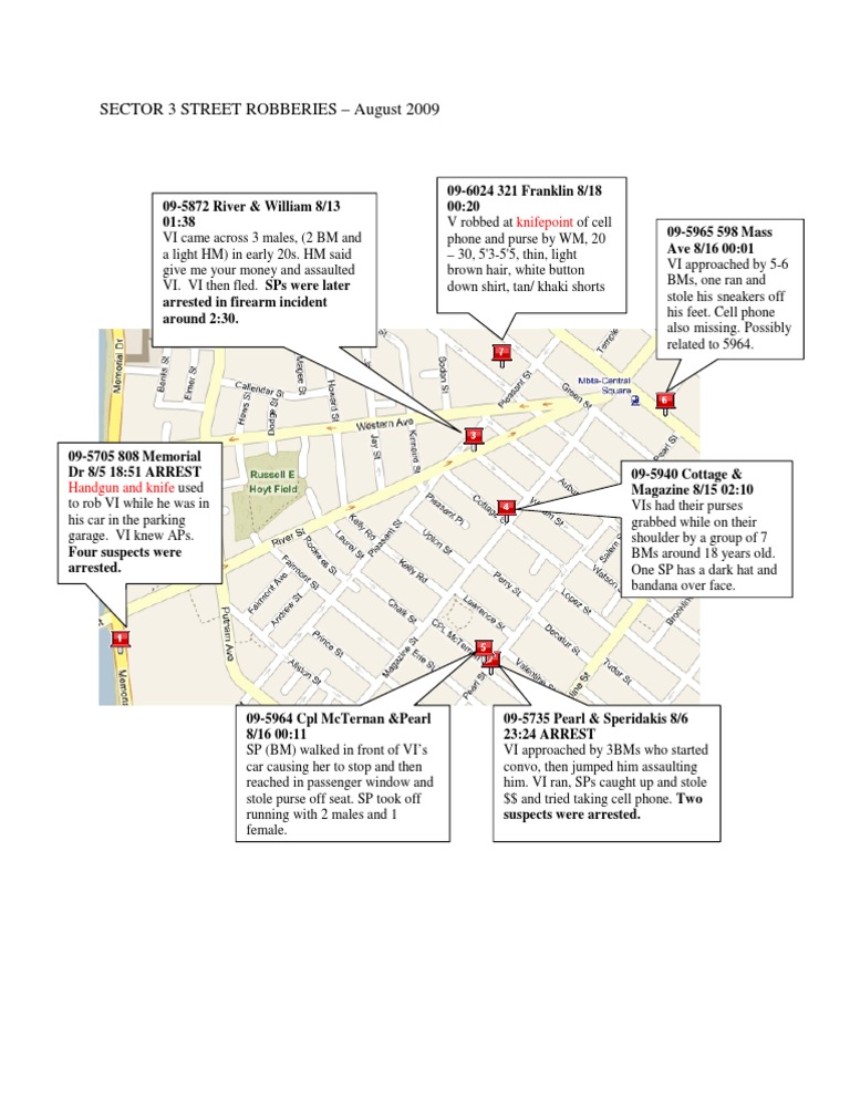 Robbery Map August 09 | PDF | Crime & Violence | Crime Thriller