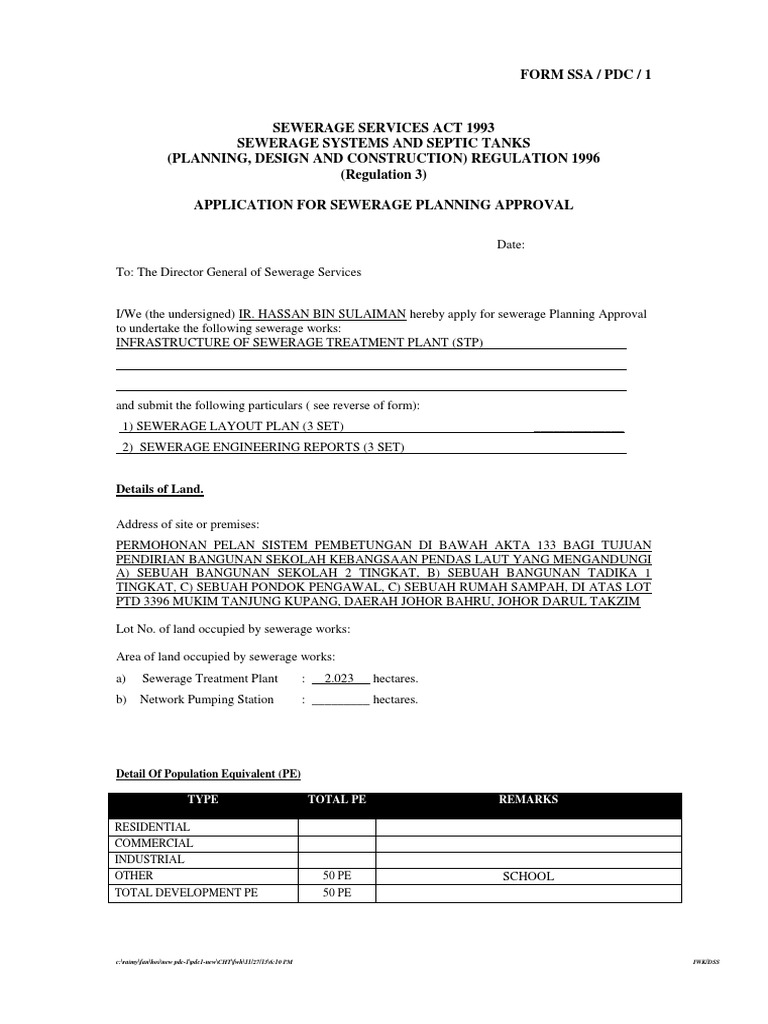 IWK Submission Form | PDF | Waste Treatment Technology | Hydraulic ...