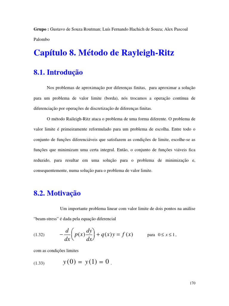 Cap 8 - Método de Rayleigh-Ritz | PDF | Derivado | Equações diferenciais