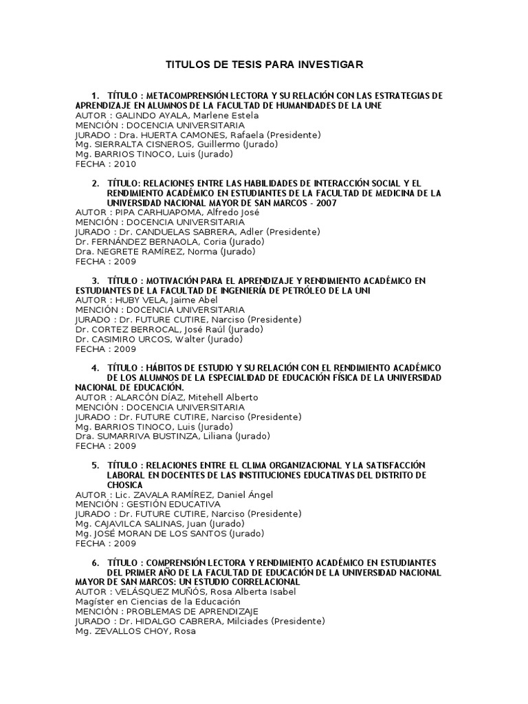 Titulos de Tesis para Investigar | PDF