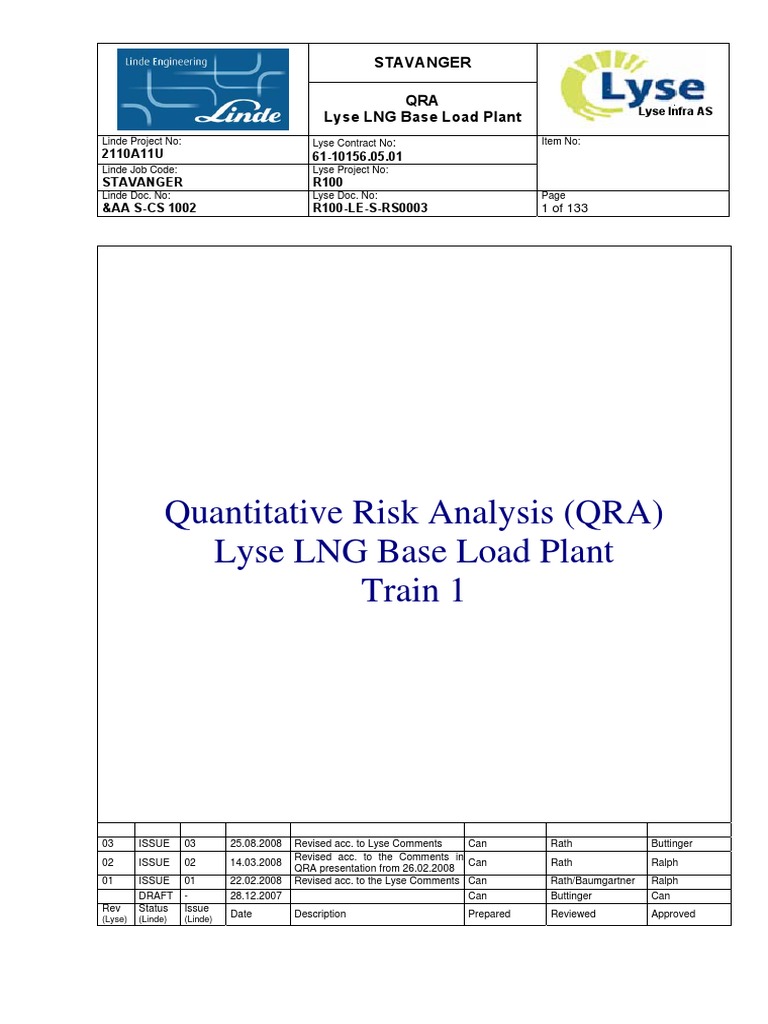 QRA Lyse LNG Base Load Plant Train 1 | PDF | Liquefied Natural Gas | Risk