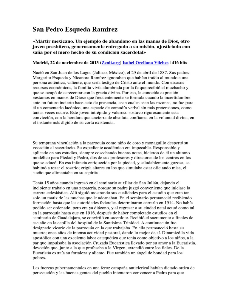 San Pedro Esqueda Ramírez | PDF | eucaristía | Sacerdote