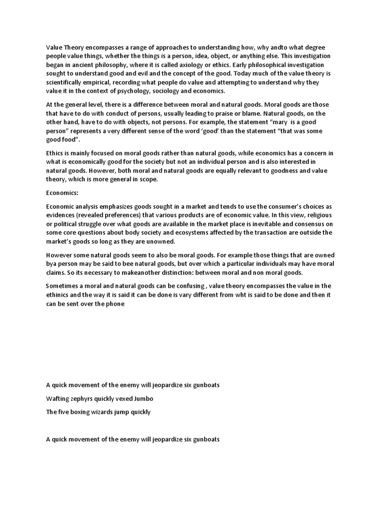 Value Theory Encompasses A Range of Approaches To Understanding How ...