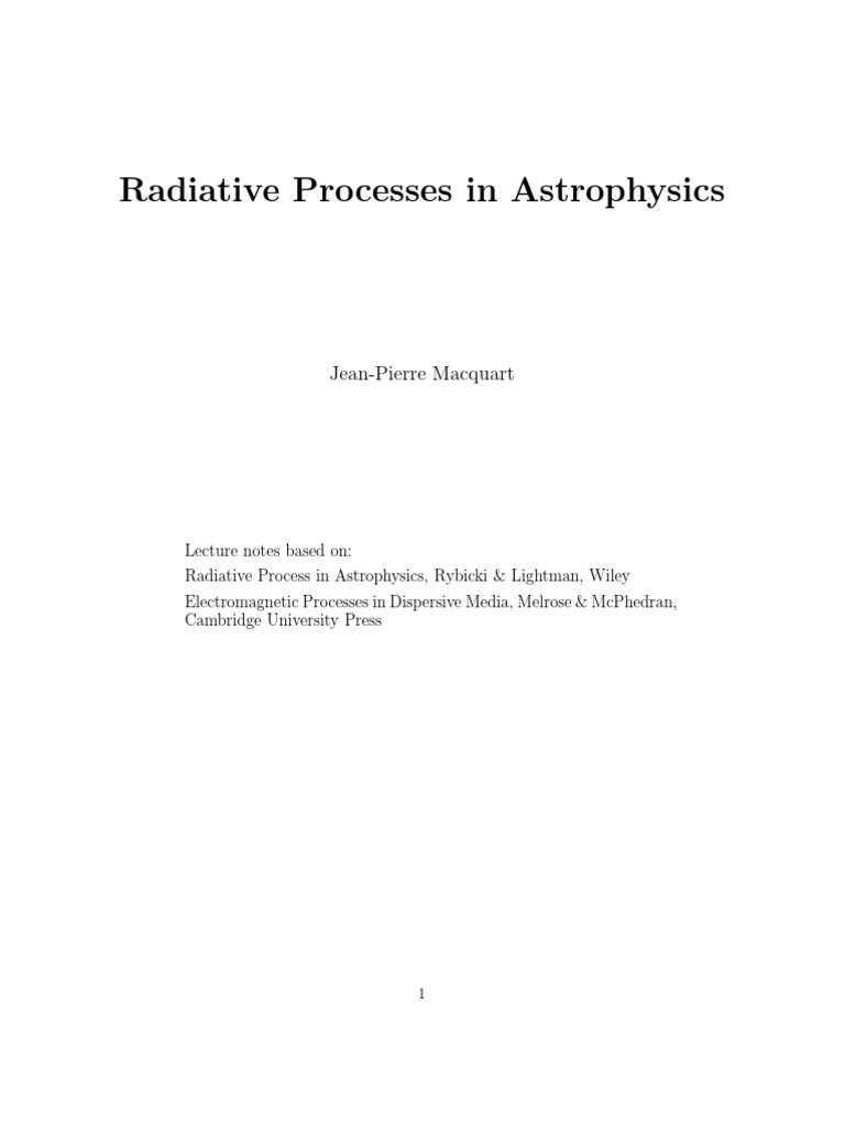 An Introduction to Radiative Processes in Astrophysics | PDF | Spectral ...
