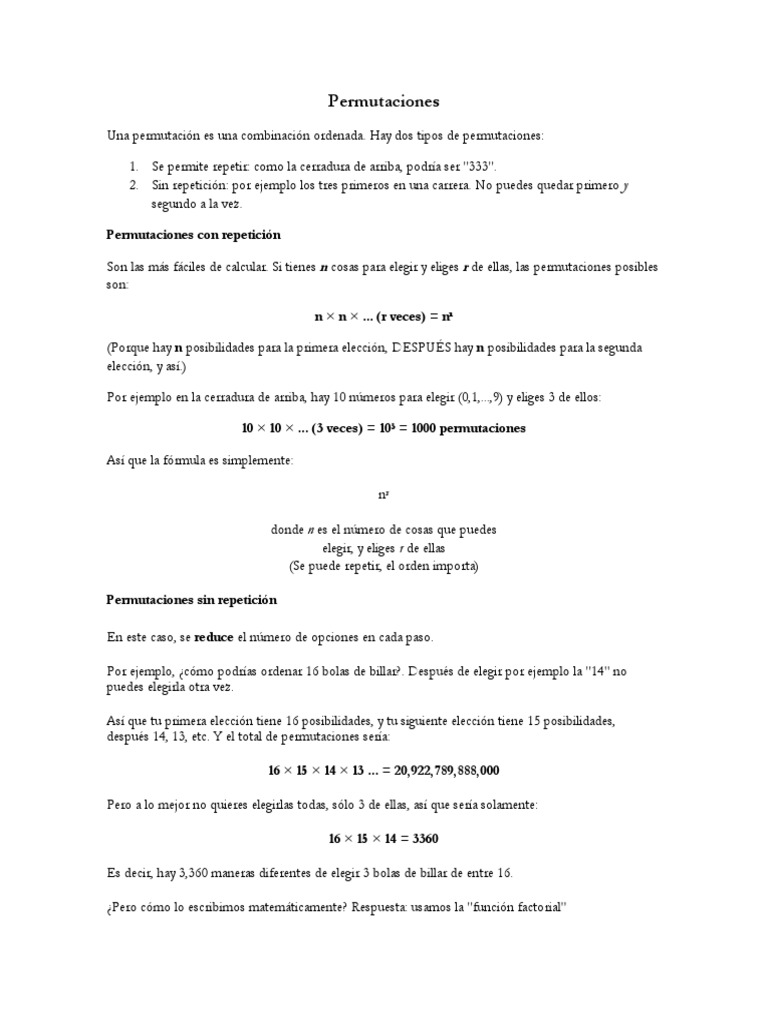 Combinaciones Y Permutaciones Teoria Combinatoria Descargar Gratis