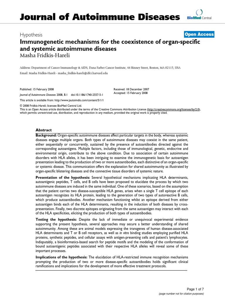 Journal of Autoimmune Diseases | PDF | Human Leukocyte Antigen ...