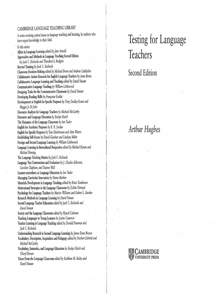 Testing For Language Teachers (Cambridge Language Teaching Library) | PDF