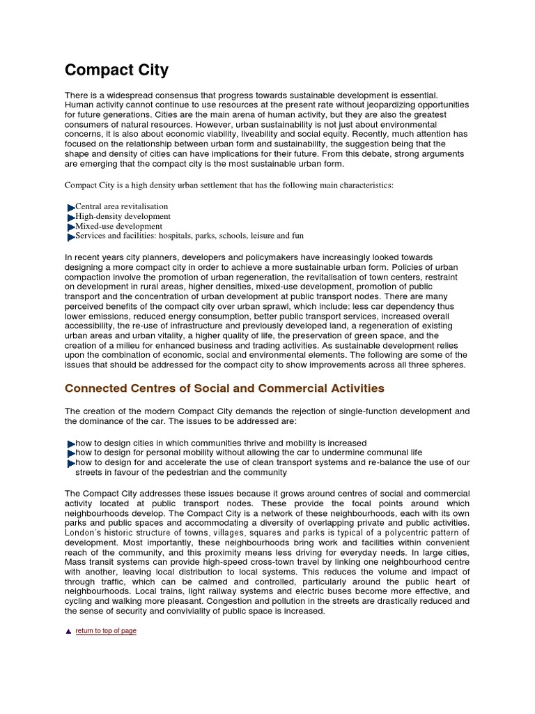 Compact City: Connected Centres of Social and Commercial Activities ...