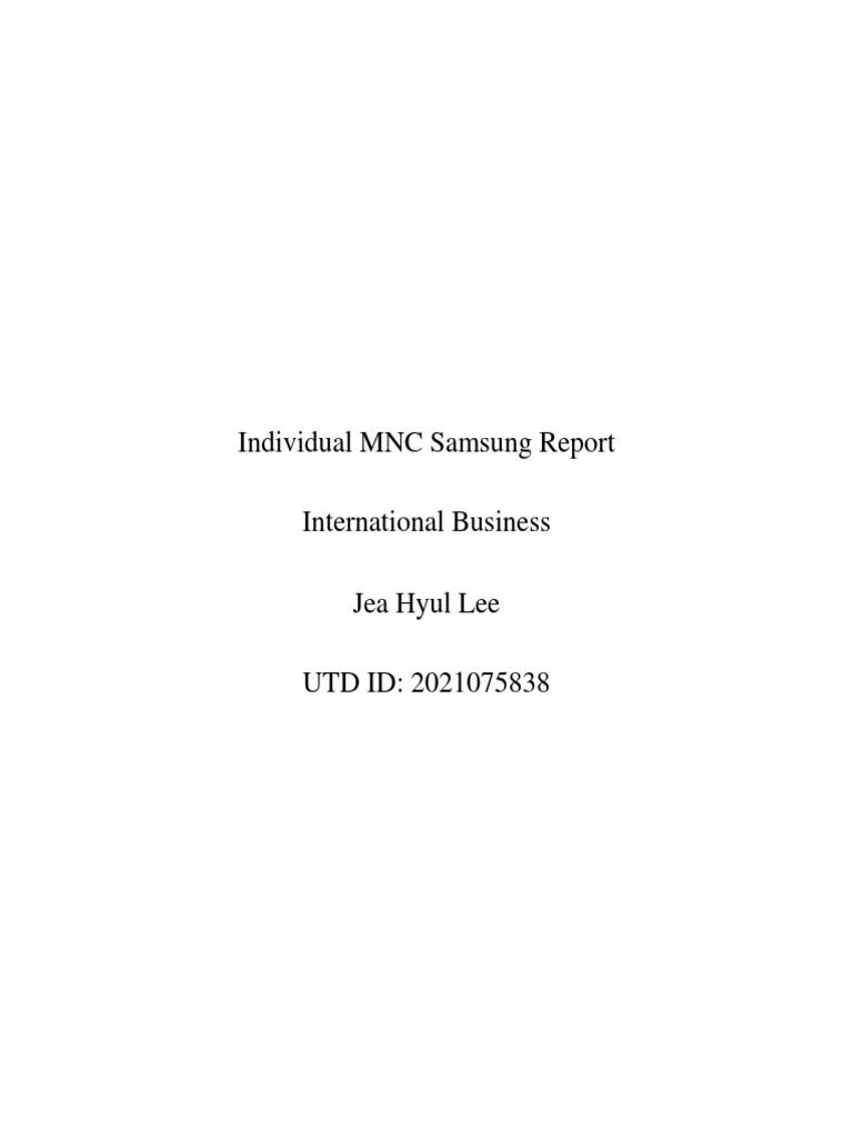 Individual MNC Samsung Report | PDF | Samsung | Foreign Direct Investment