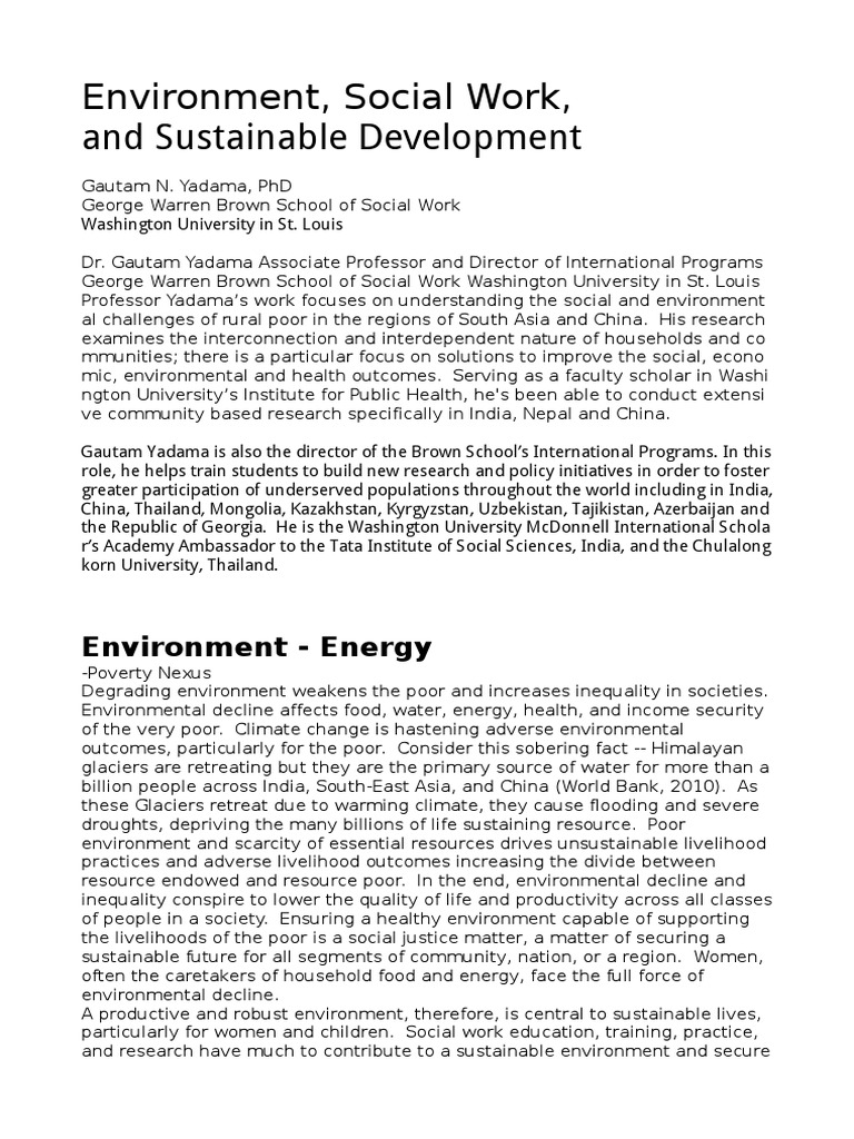 Environment, Social Work, and Sustainable Development | PDF | Nature