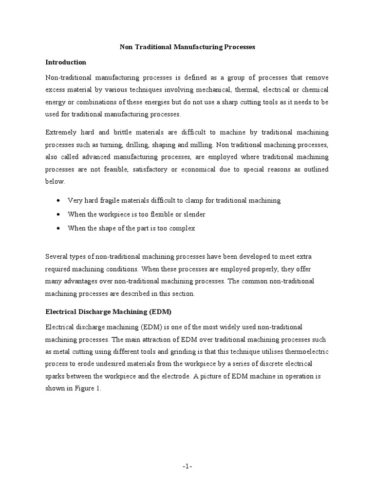 Non Traditional Process | PDF | Machining | Production And Manufacturing