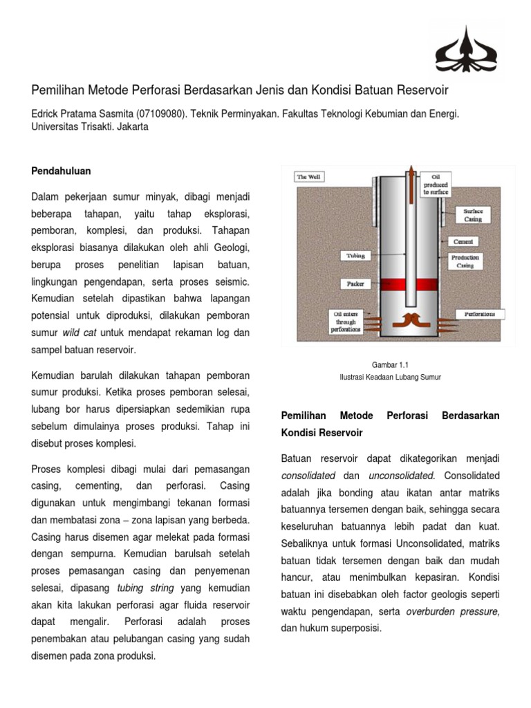 Pemilihan Metode Perforasi Berdasarkan Jenis Dan Kondisi Reservoir | PDF