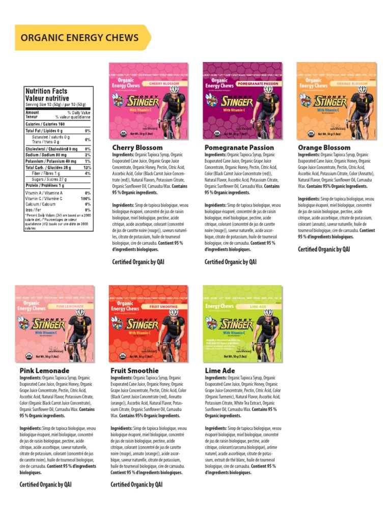 Energy Chew Nutrition Info | PDF | Juice | Diet & Nutrition