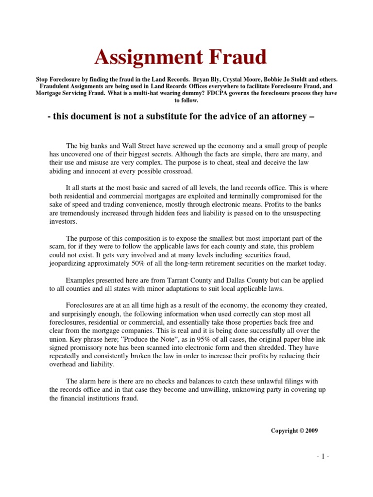 Assignment Fraud | PDF | Foreclosure | Deed Of Trust (Real Estate)