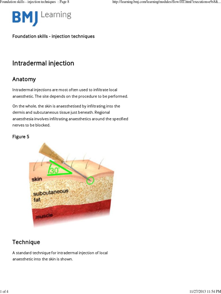 Intradermal Injection: Anatomy | PDF | Injection (Medicine) | Skin