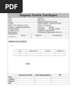 Sample Magnetic Particle Inspection Report | PDF | Welding | Construction