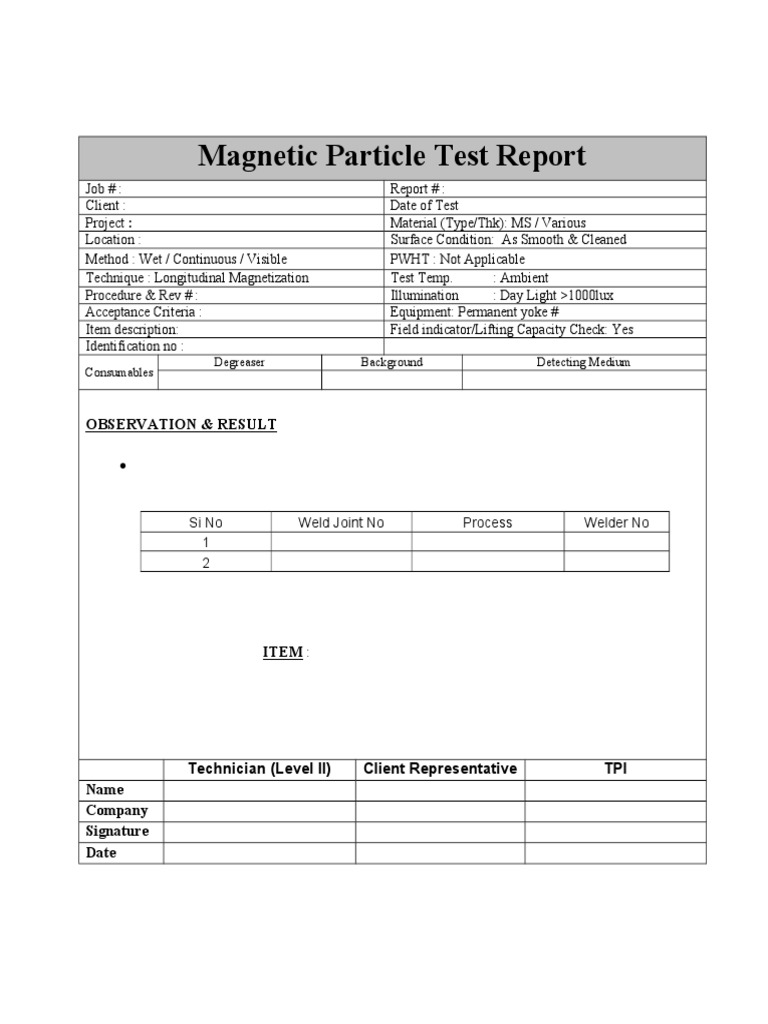MPT Report Format | PDF