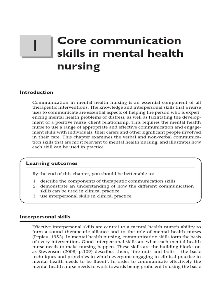 Communication skills for mental health nurses | PDF | Psychiatric And ...