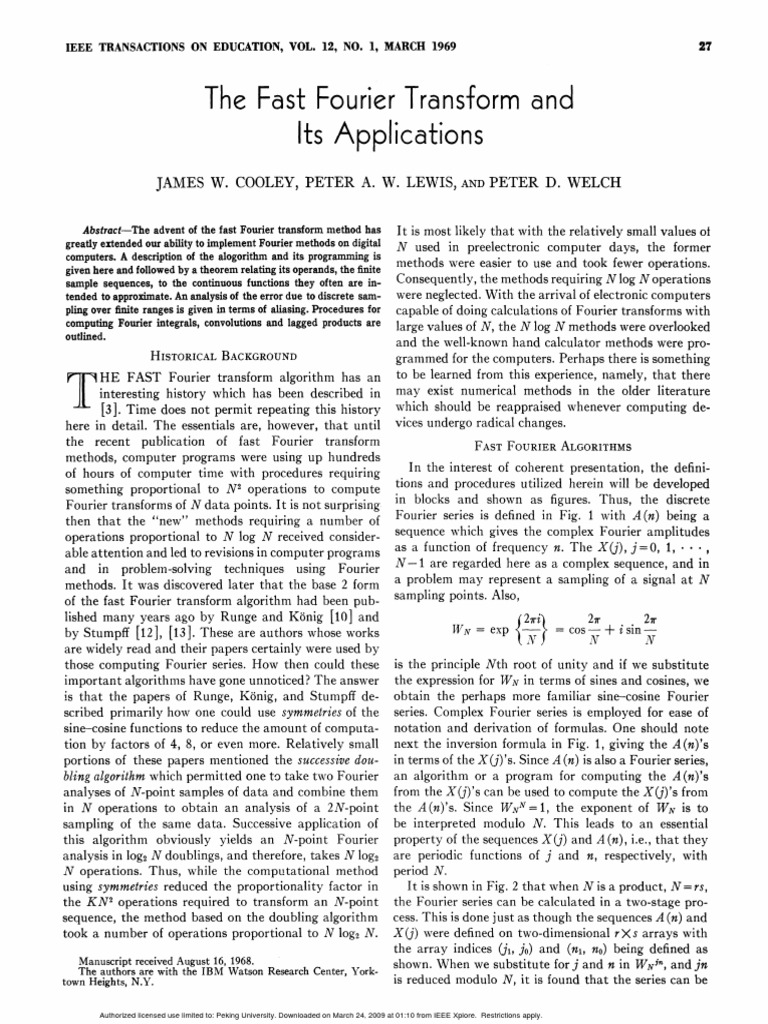 FFT and It's App | PDF | Fast Fourier Transform | Fourier Transform
