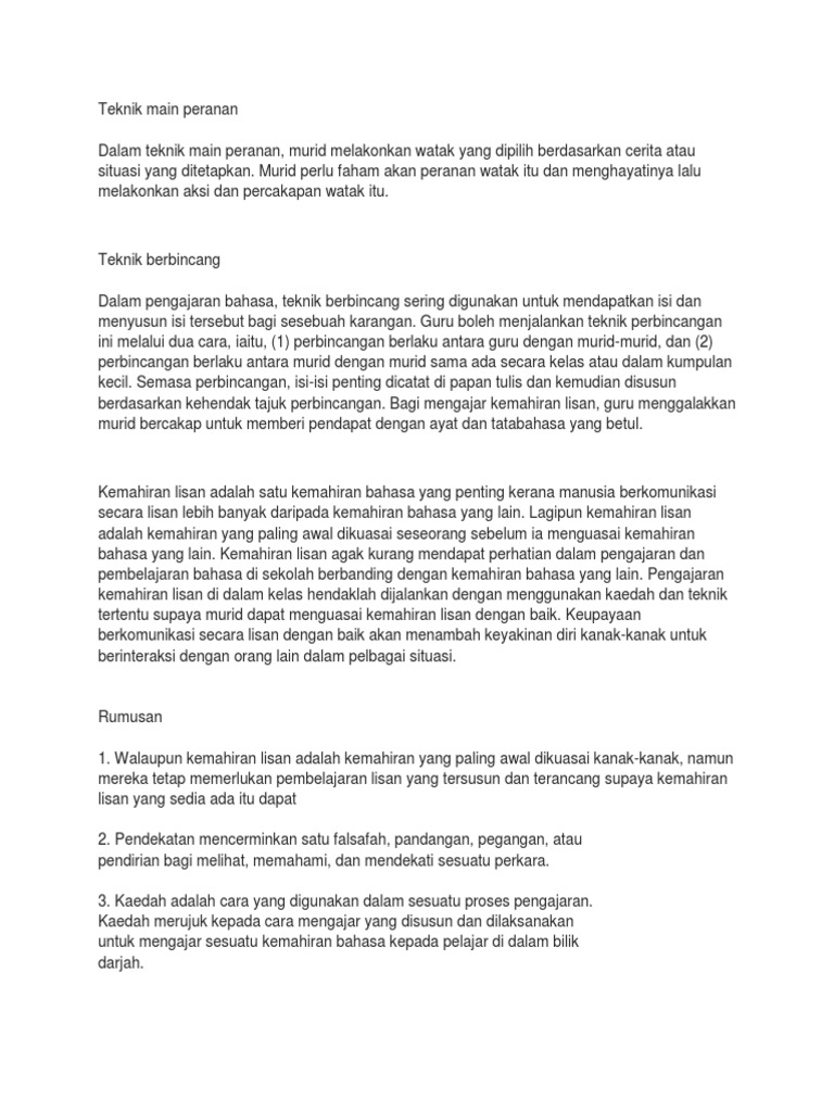 Teknik Main Peranan | PDF