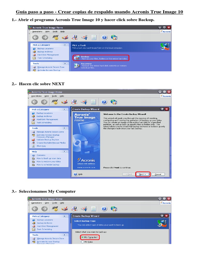 Acronis True Image Guía Paso A Paso | PDF | Apoyo | Archivo de computadora