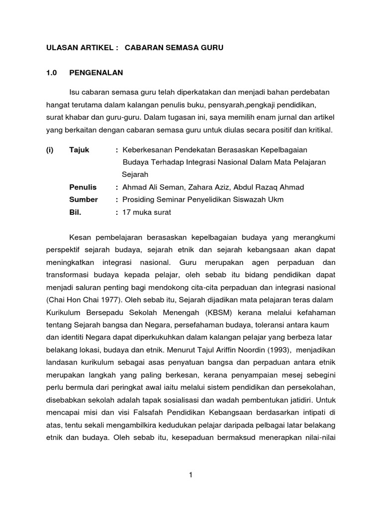 Ulasan Ringkas Jurnal Dan Artikel 2 | PDF