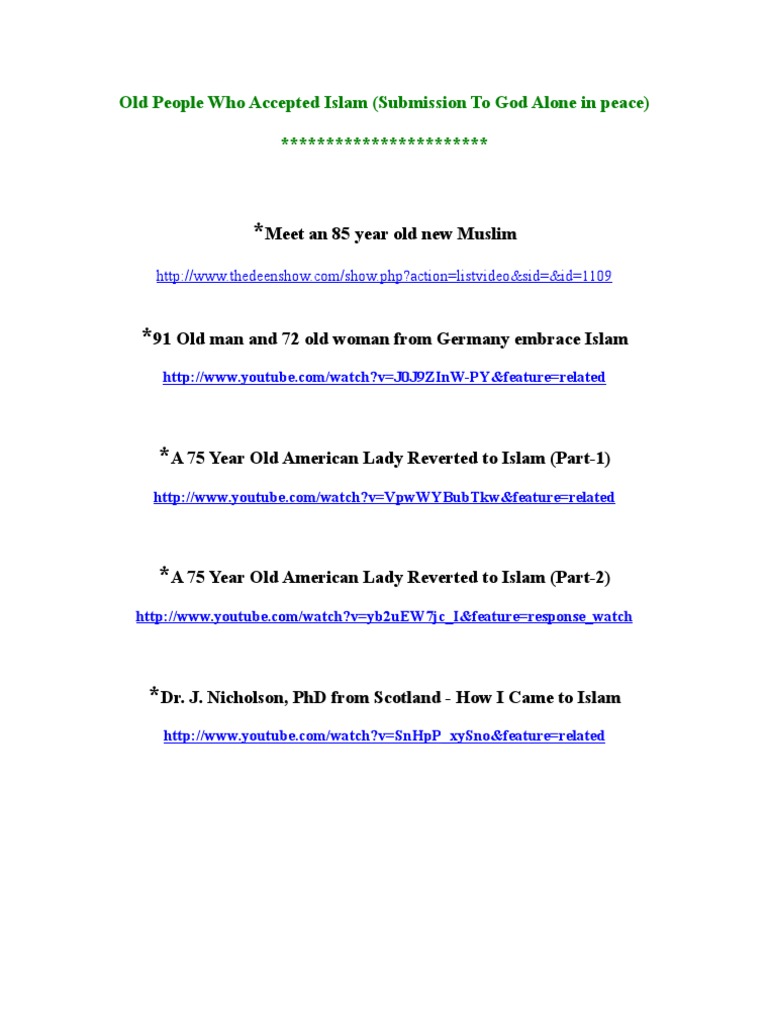 Old People Who Accepted Islam | PDF