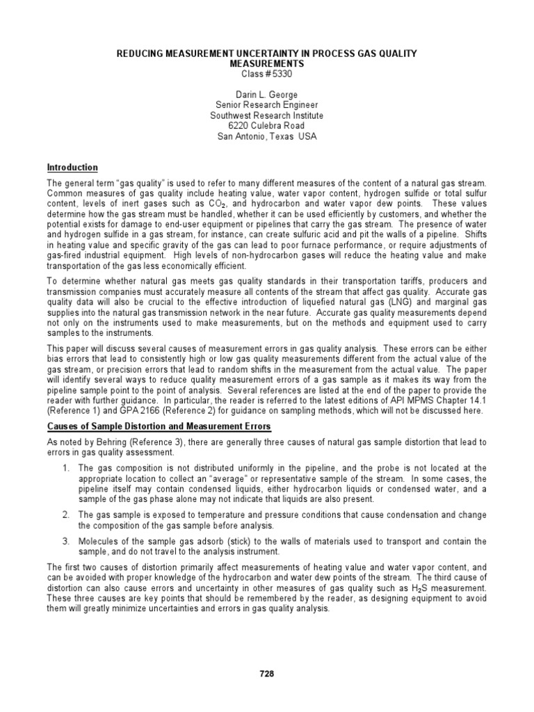 Reducing Uncertainty in Gas Quality Measurements | PDF | Natural Gas ...