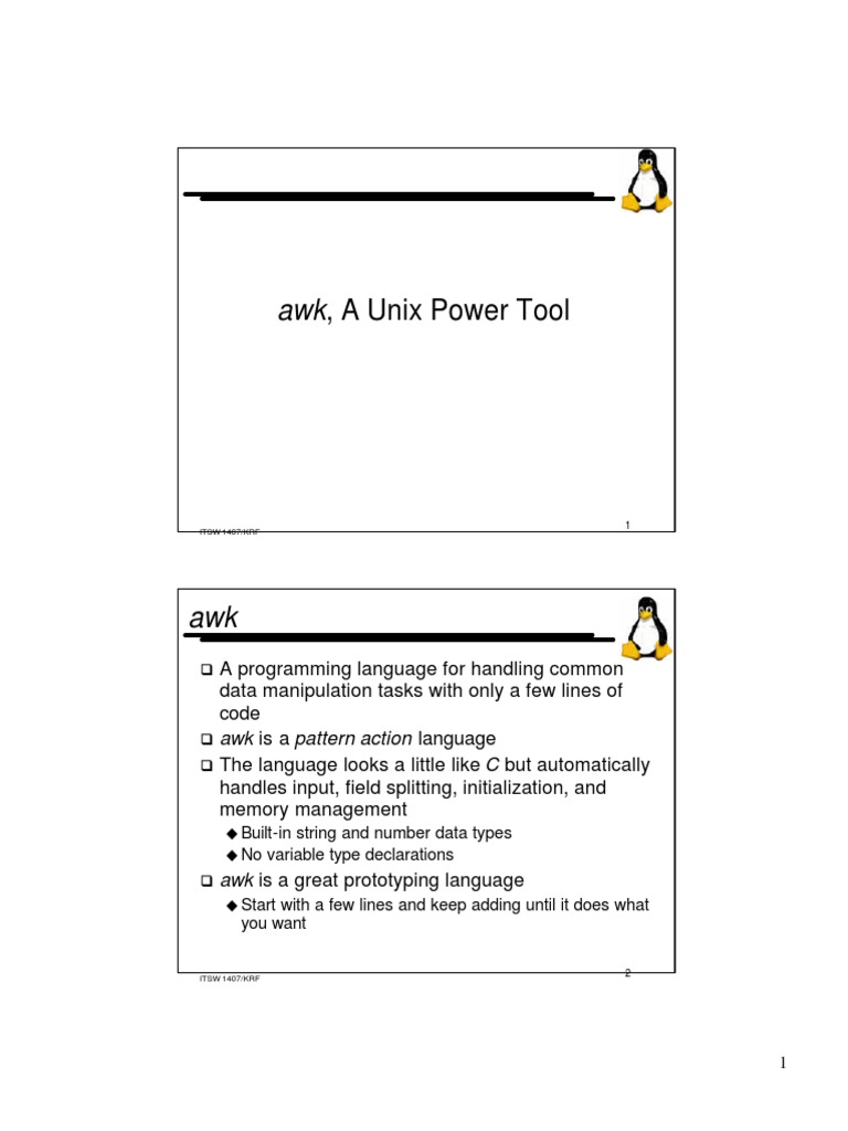 Awk, A Unix Power Tool | Download Free PDF | Notation | Computer Engineering
