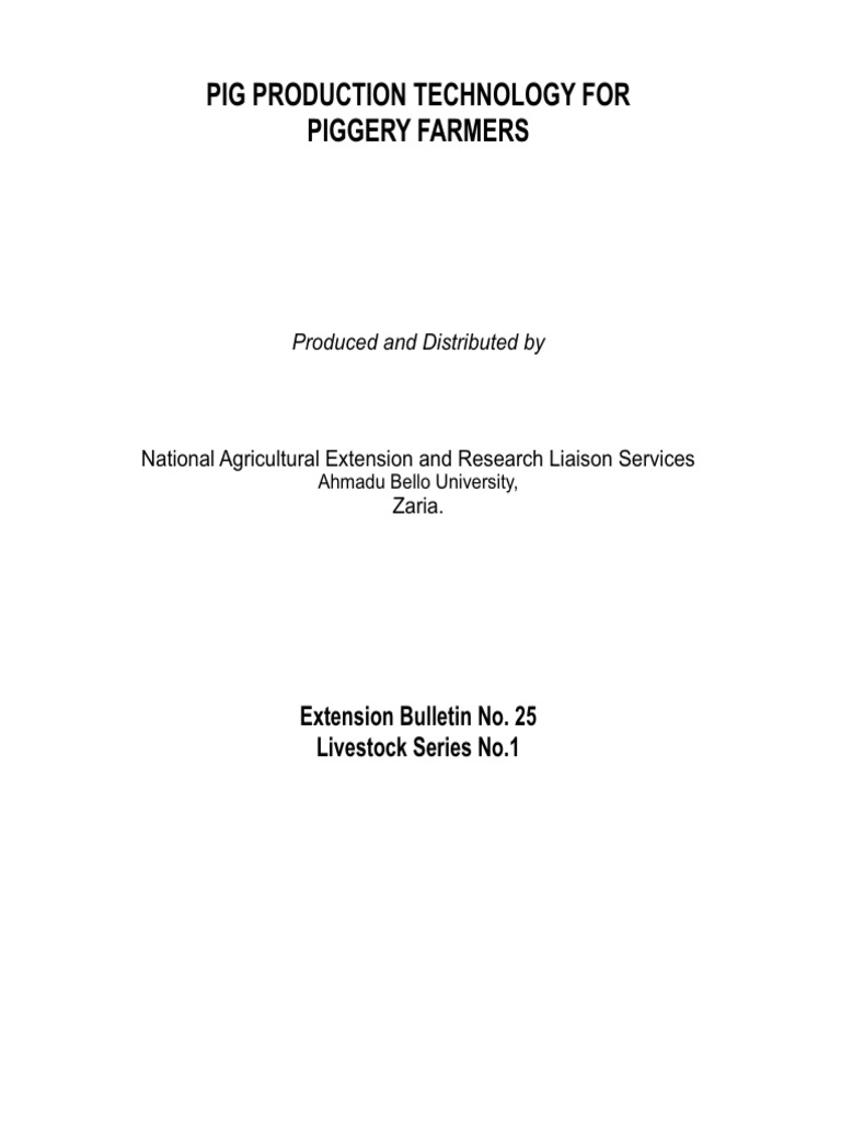 Piggery Production Technology Guide | PDF | Domestic Pig | Selective ...