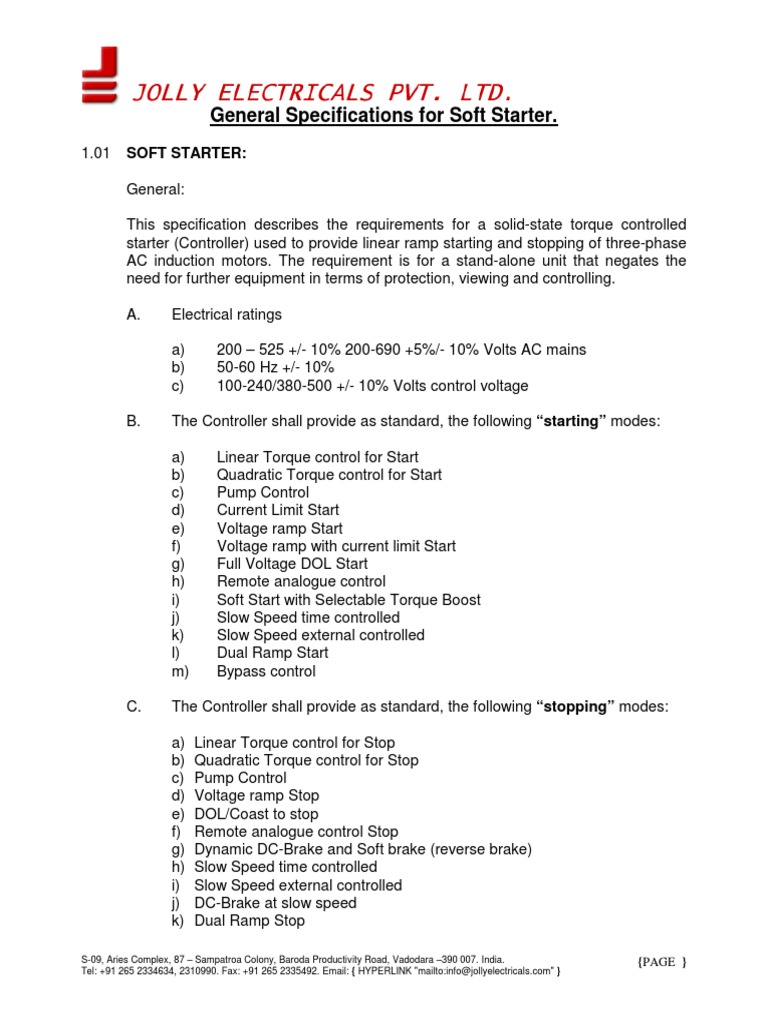 General Specifications For Soft Starter | PDF | Electronic Circuits ...