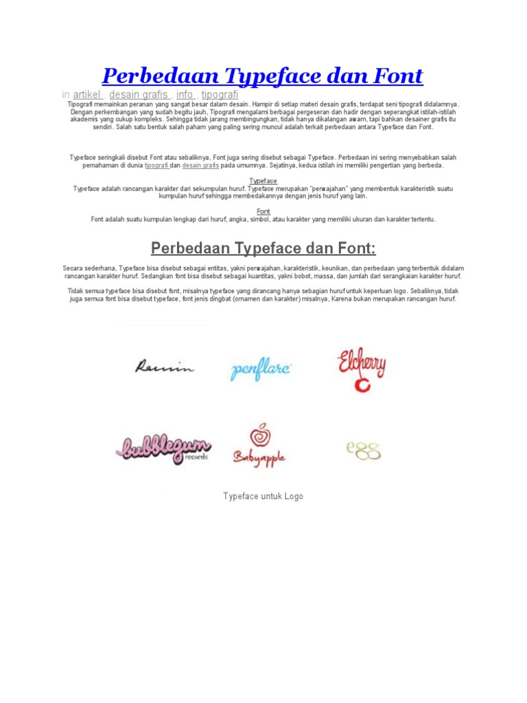 Perbedaan Typeface Dan Font | PDF