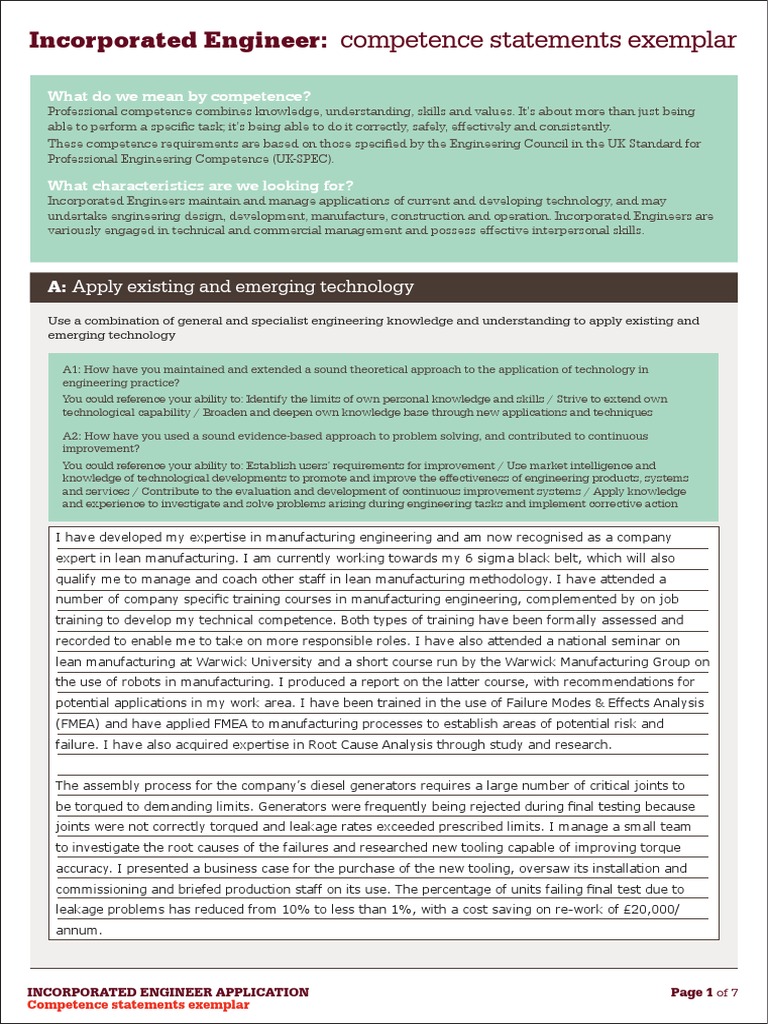 IEng Competence Exemplars | PDF | Competence (Human Resources ...