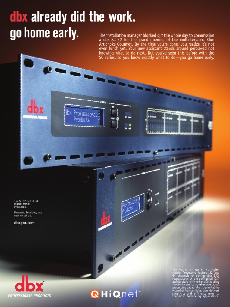 DBX SC32/SC64 Digital Matrix Processors "Go Home Early" Magazine Ad | PDF