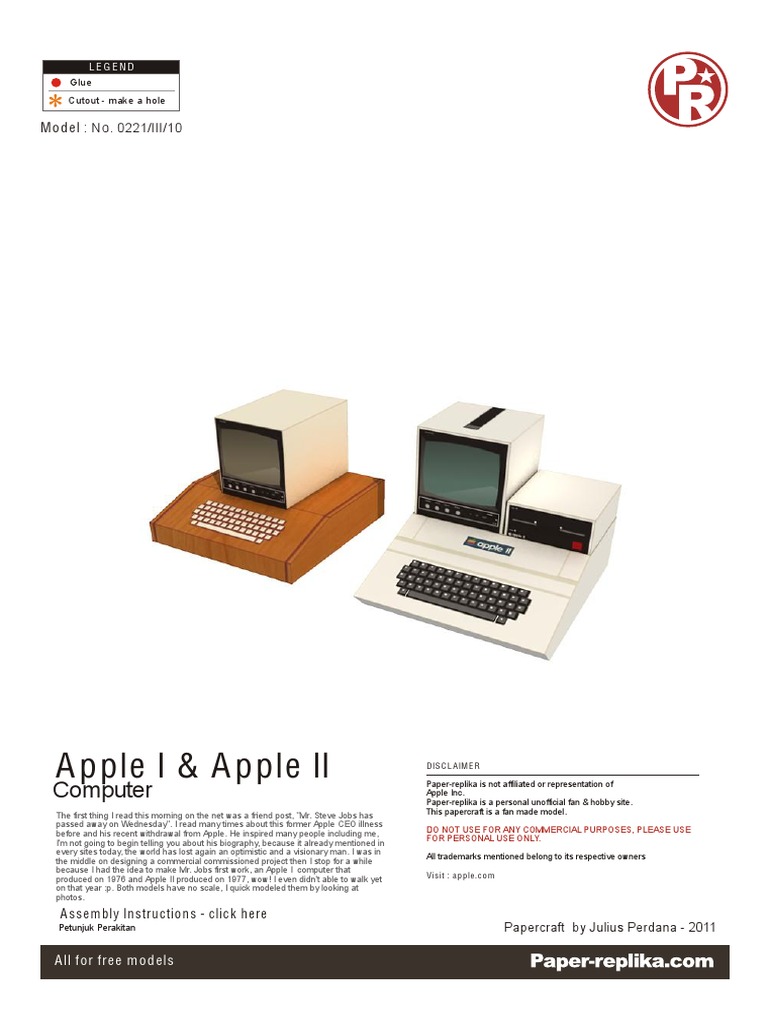 Apple I Apple II Papercraft