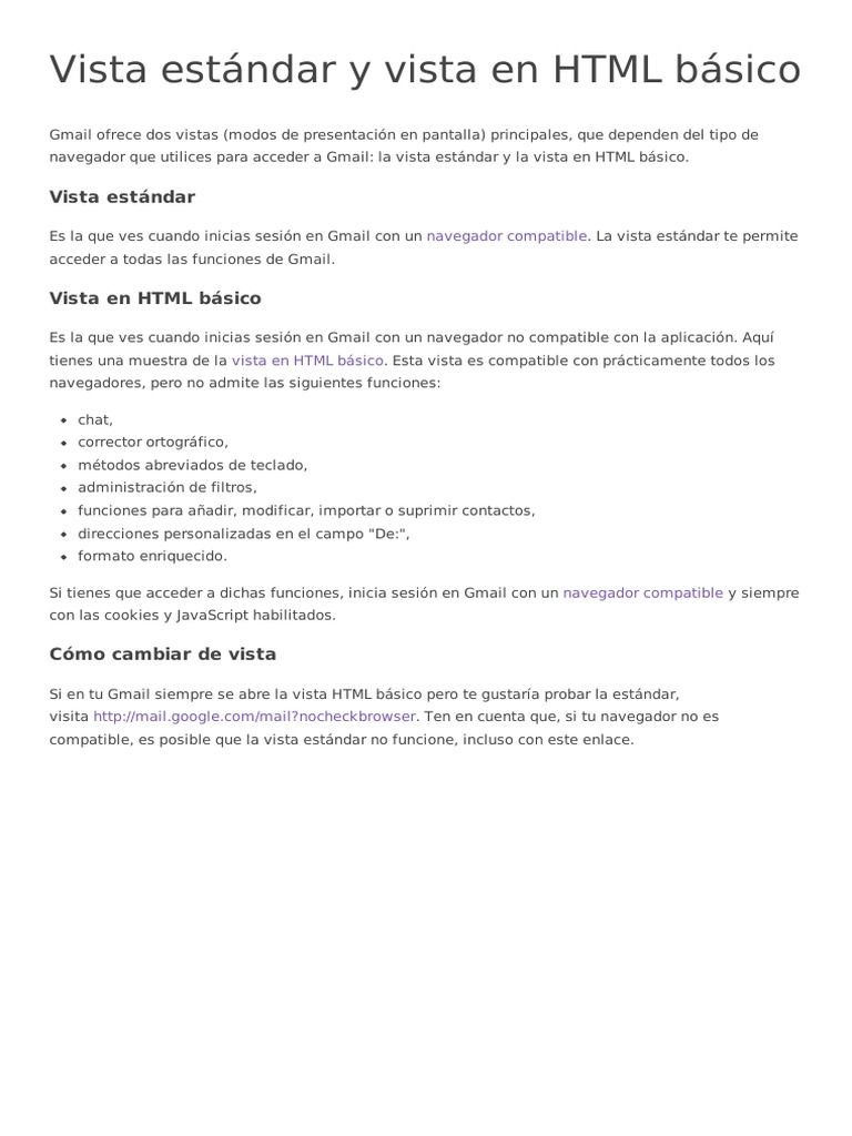 Tipos de Vista Que Ofrece Google: Vista Estándar y Vista en HTML Básico ...