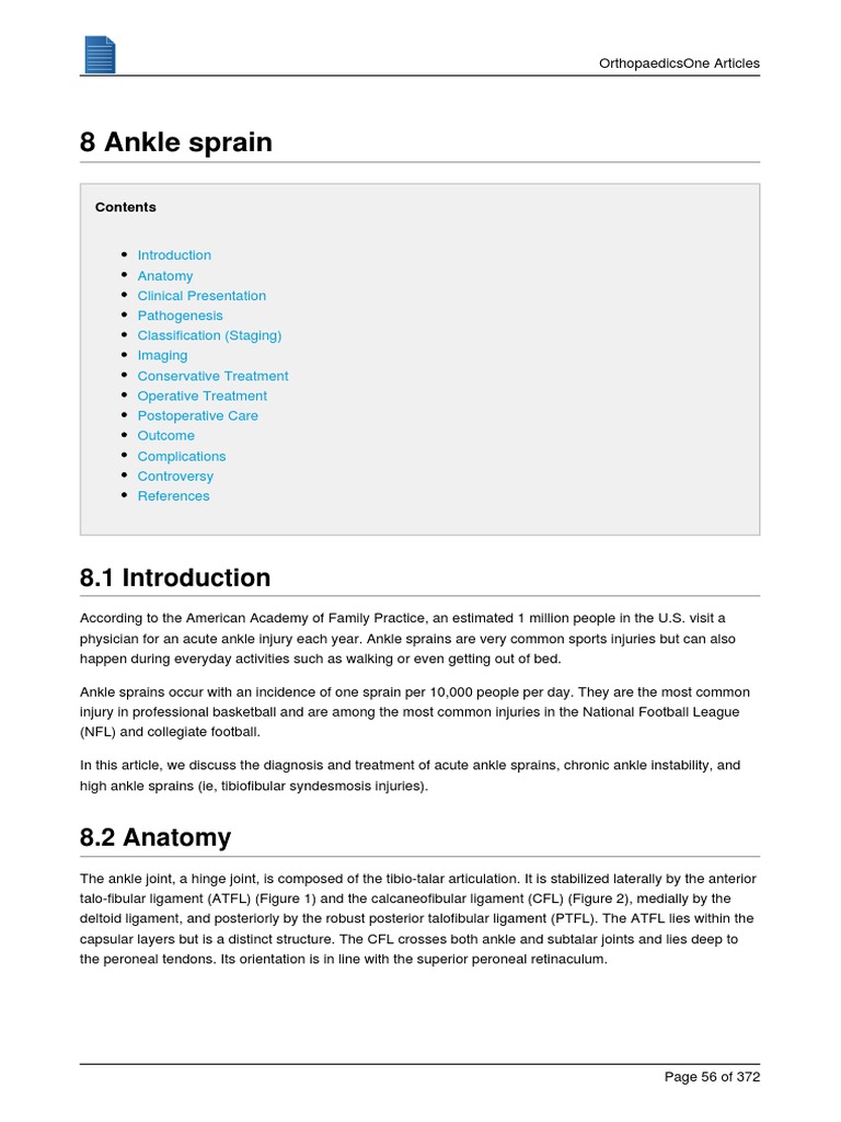 8 Ankle Sprain | PDF | Ankle | Anatomical Terms Of Location