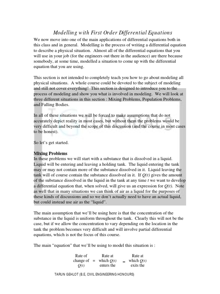 Modeling First Order Differential Equations | PDF | Differential ...